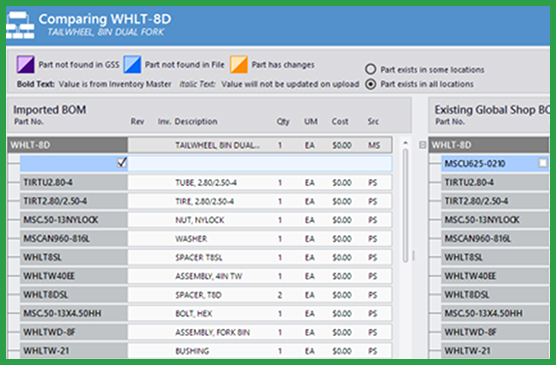BOM Compare Software for Manufacturing | Global Shop Solutions
