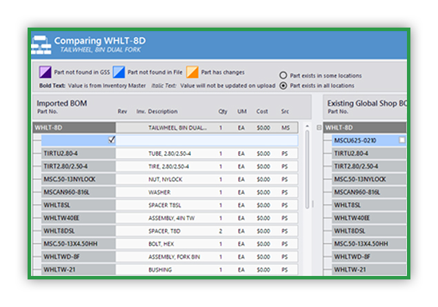 BOM Compare Software for Manufacturing | Global Shop Solutions